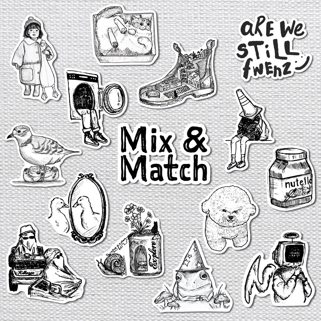 Mix & Match Stickers | Matte Vinyl Sticker | Charcoal | Cool Stickers ...