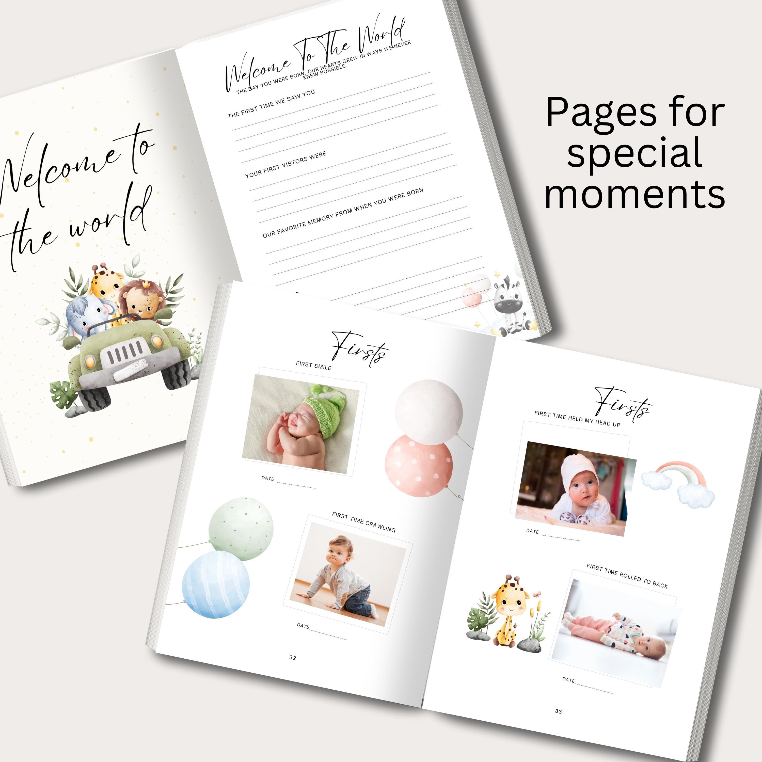 Editable Baby Memory Book Canva Template, Gender Neutral Milestone ...