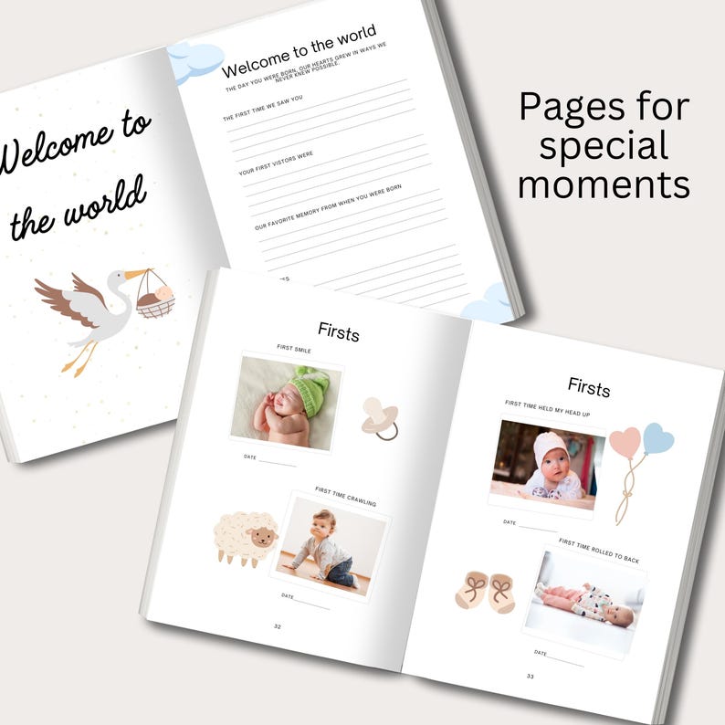 Editable Baby Memory Book Canva Template, Gender Neutral Milestone ...