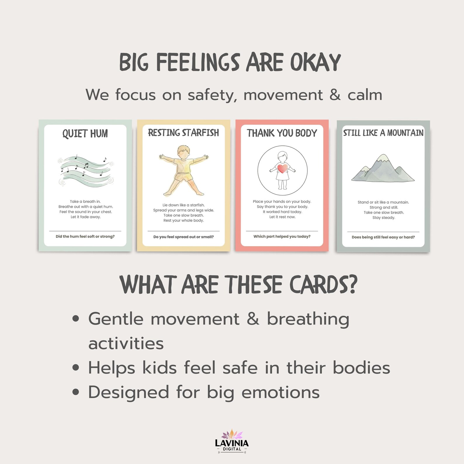 Big Feelings Safe Body Cards for Kids | Calm Down Cards | Emotional ...