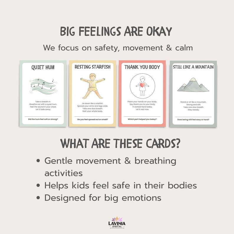 Big Feelings Safe Body Cards for Kids | Calm Down Cards | Emotional ...