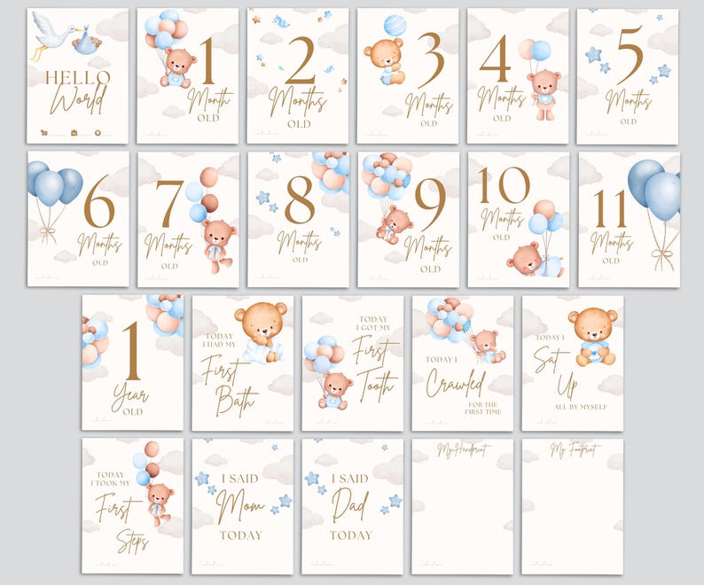 Editable Baby Milestone Cards: Canva Template (digital Download) - Etsy
