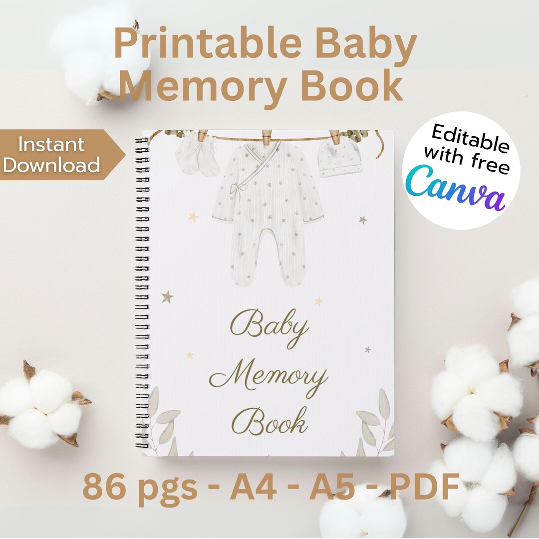 Editable Baby Memory Book | Gender-neutral Keepsake | Digital Download ...