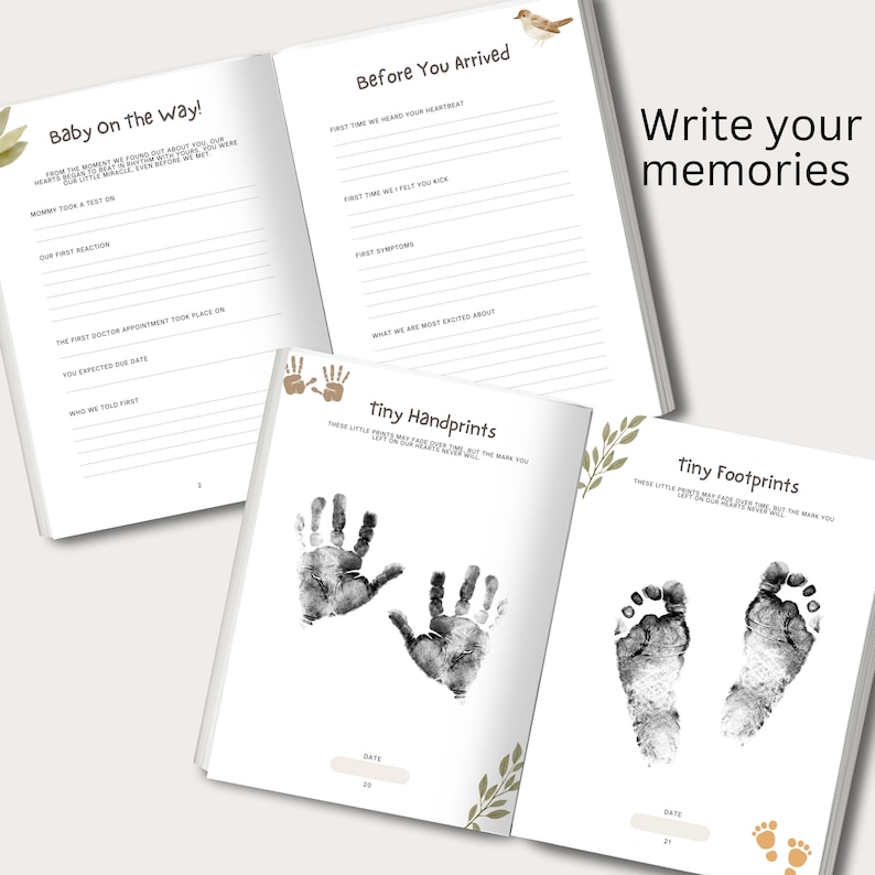 Printable Baby Memory Book | Editable Baby Milestone Journal | Woodland ...