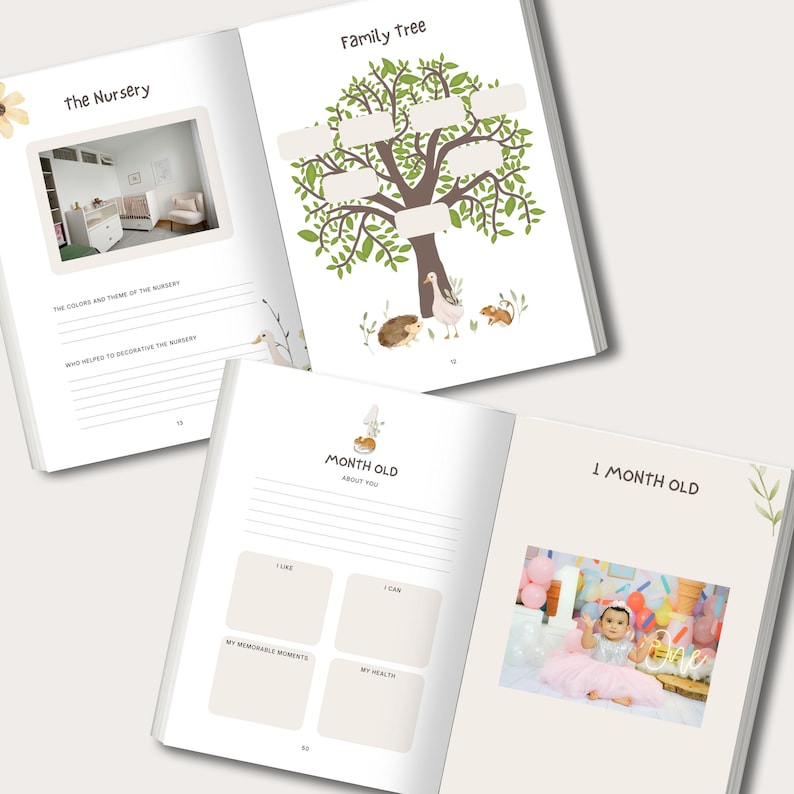 Printable Baby Memory Book | Editable Baby Milestone Journal | Woodland ...