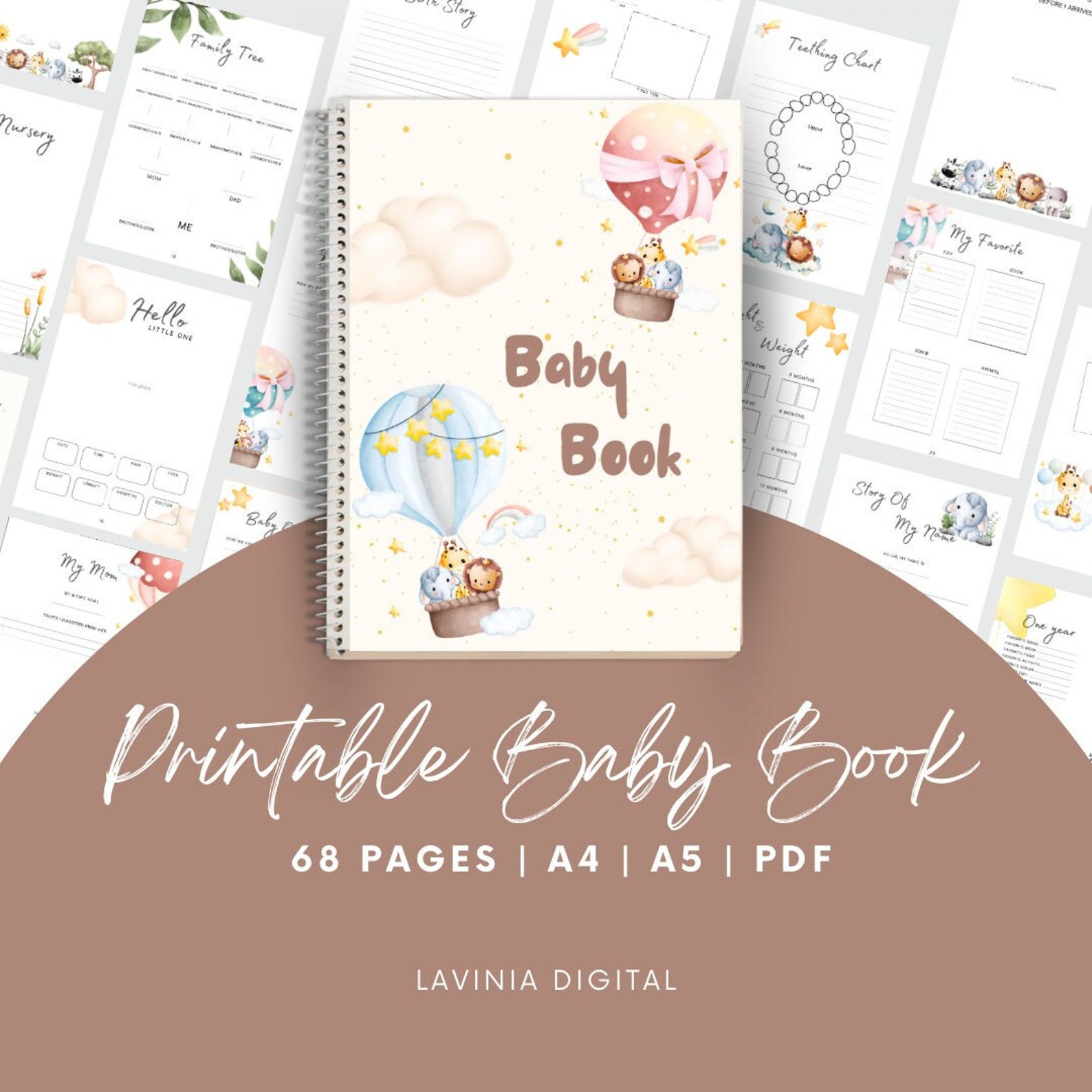 Printable Baby Book, Baby Journal, Newborn Keepsake, Baby First Year ...