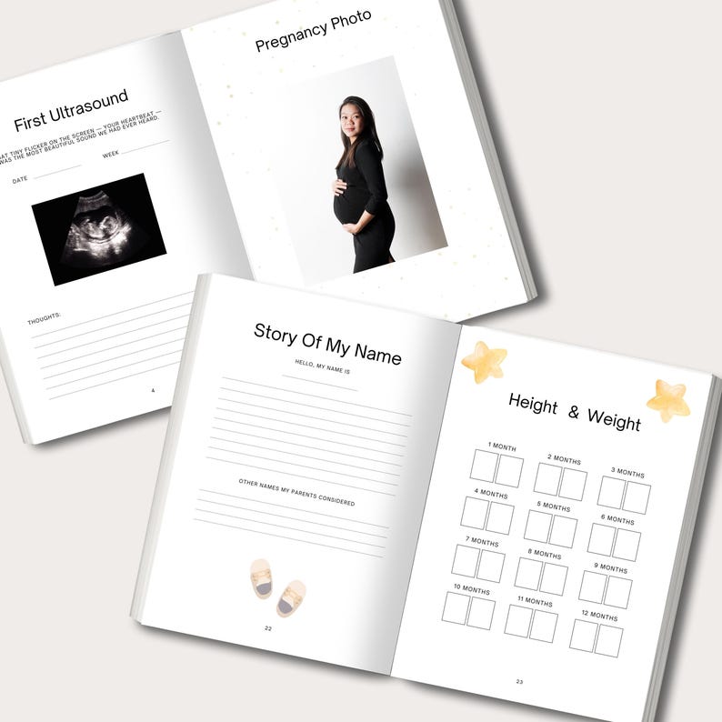 Editable Baby Memory Book Canva Template, Gender Neutral Milestone ...