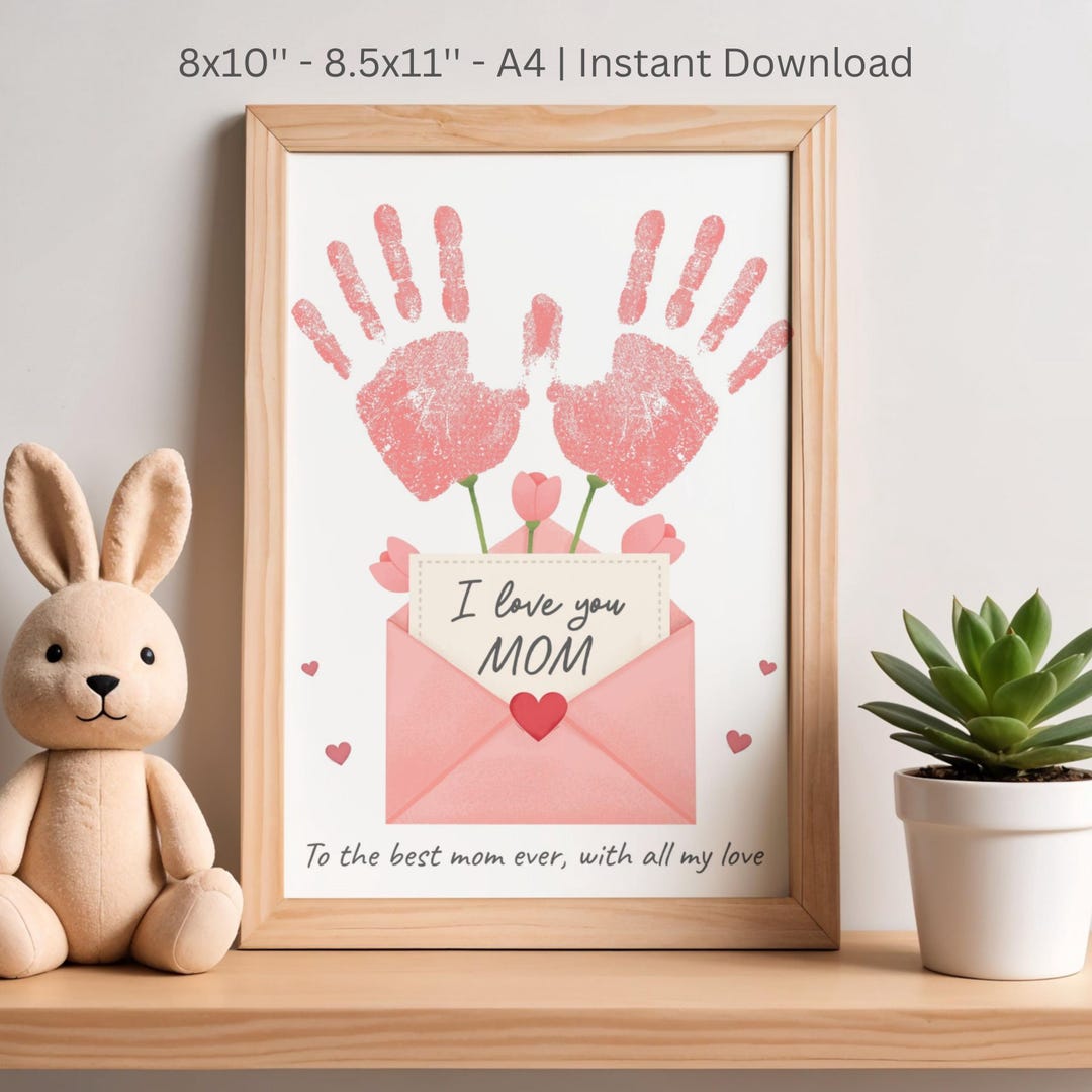 Mother’s Day Handprint Craft Printable, Kids Handprint Art Gift for Mom ...