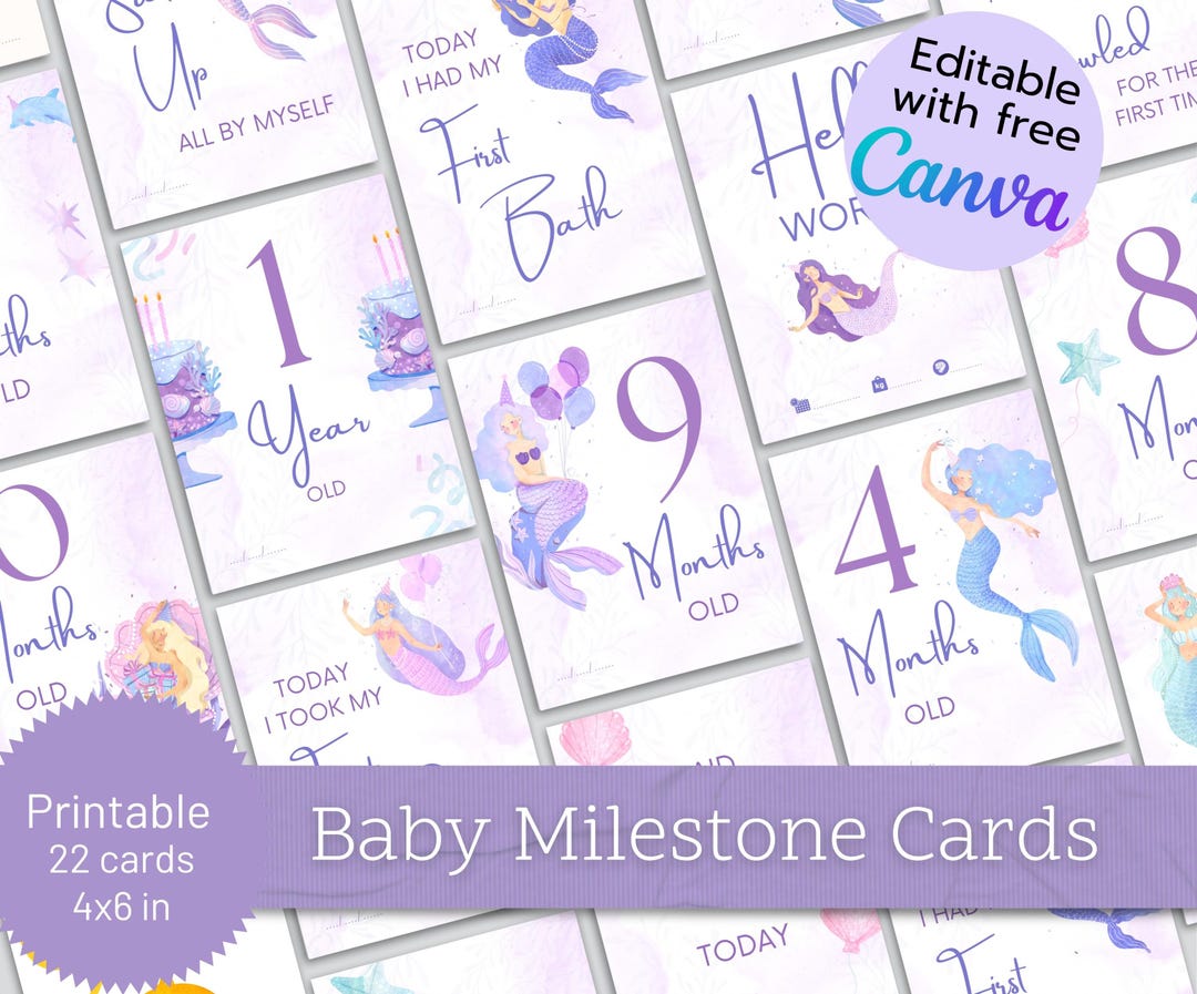 Editable Baby Milestone Cards: Canva Template (digital Download - Etsy