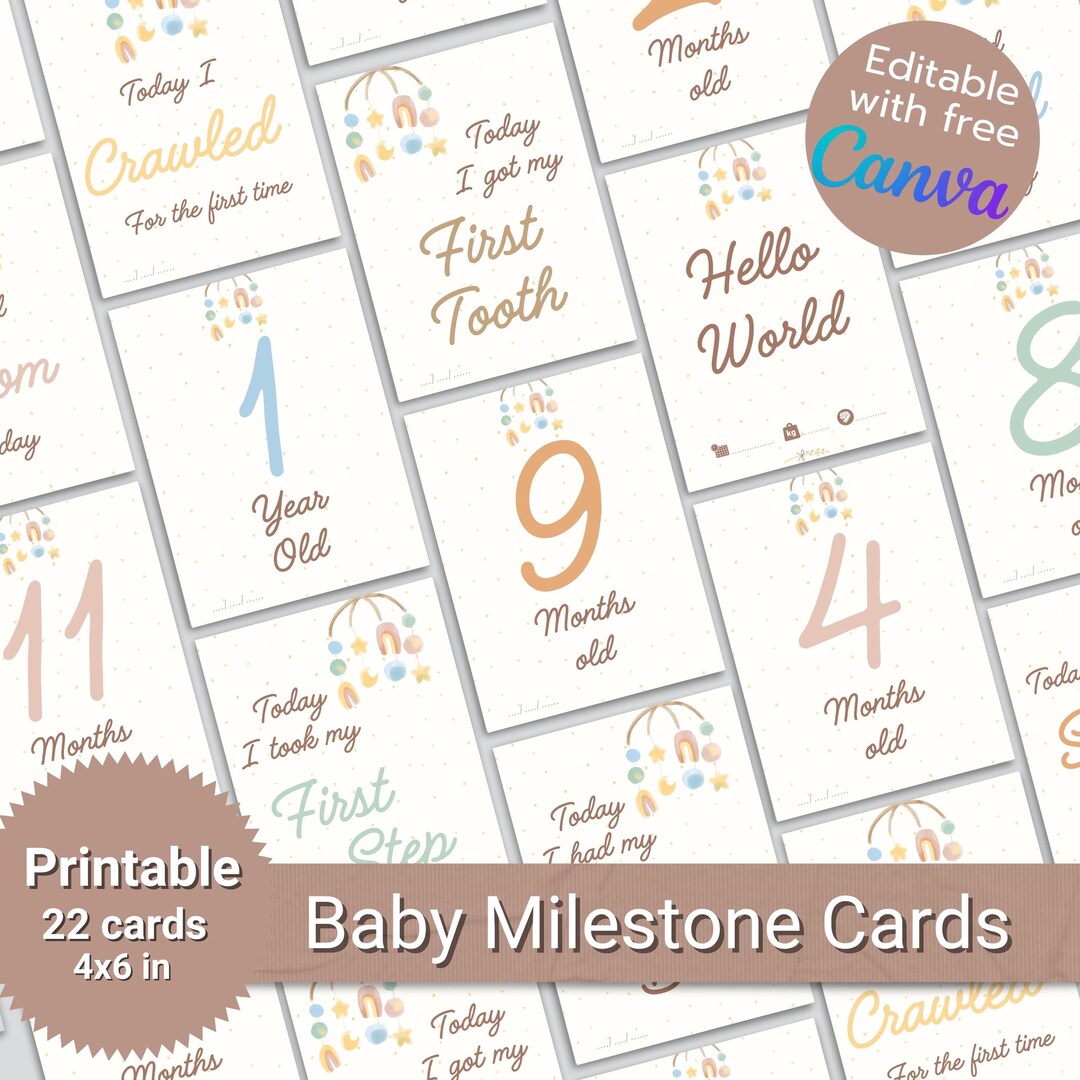 Editable Baby Milestone Cards: Canva Template (digital Download - Etsy UK