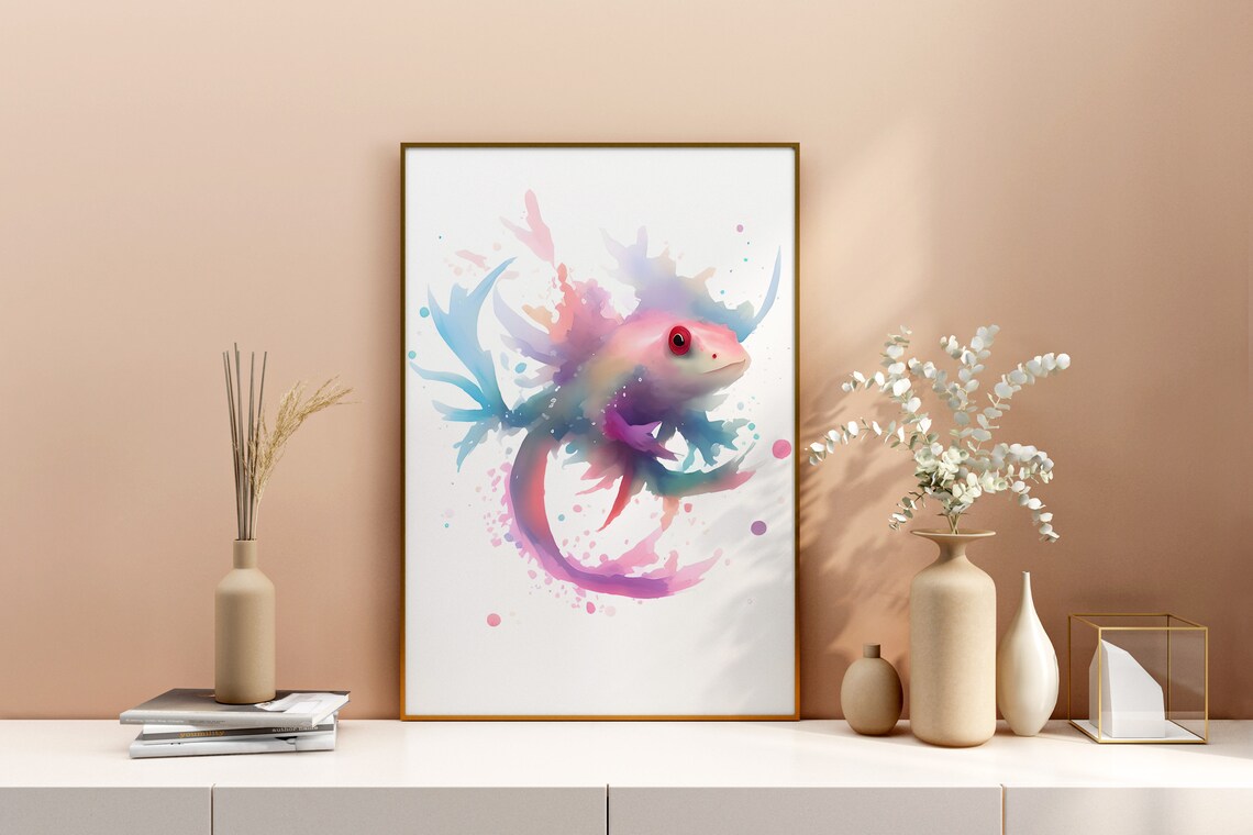Axolotl Print Axolotl Art Axolotl Poster Paper - Etsy