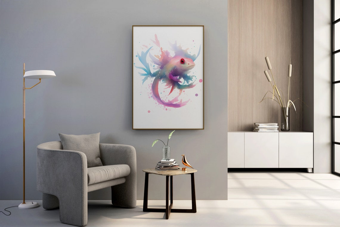 Axolotl Print Axolotl Art Axolotl Poster Paper - Etsy