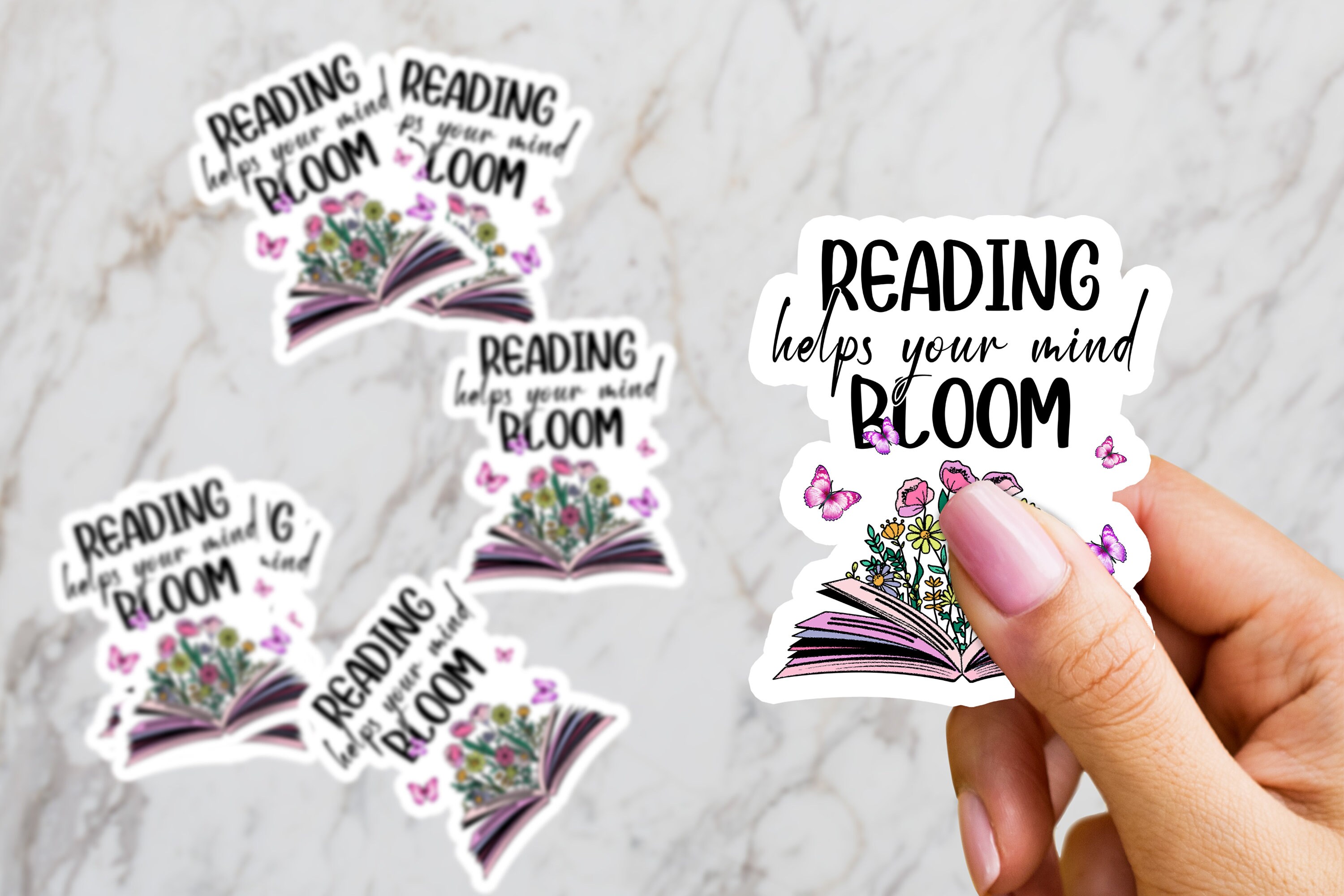 100reading Helps Your Mind Sticker, Book Lovers Stickers, Water Bottle ...
