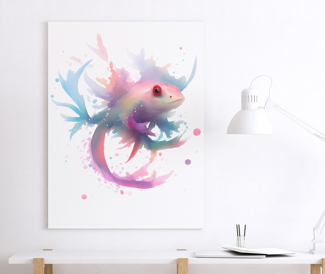 Axolotl Print Axolotl Art Axolotl Poster Paper - Etsy