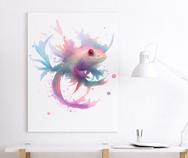 Axolotl Print Axolotl Art Axolotl Poster Paper - Etsy