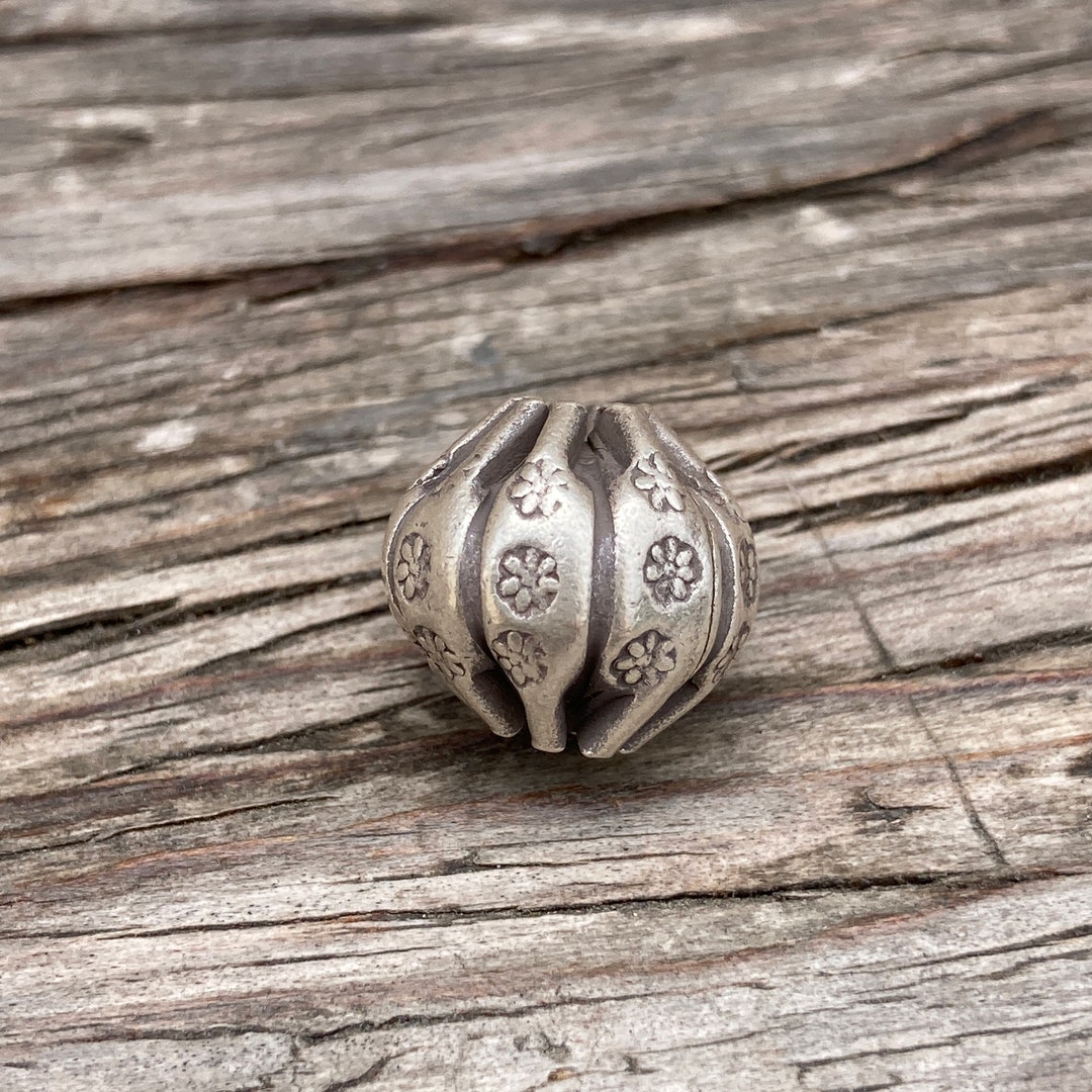 Stamped Pattern Silver Spacer Bead Hill Tribe Style Jewelry Making ...