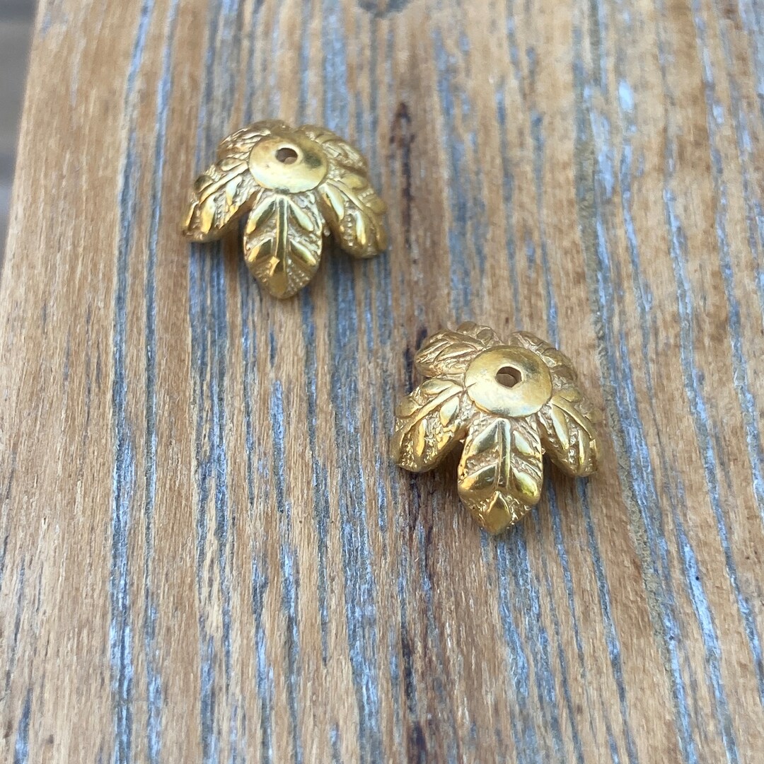 Vermeil Leaf Bead Cap Jewelry Hobby Finding - Etsy