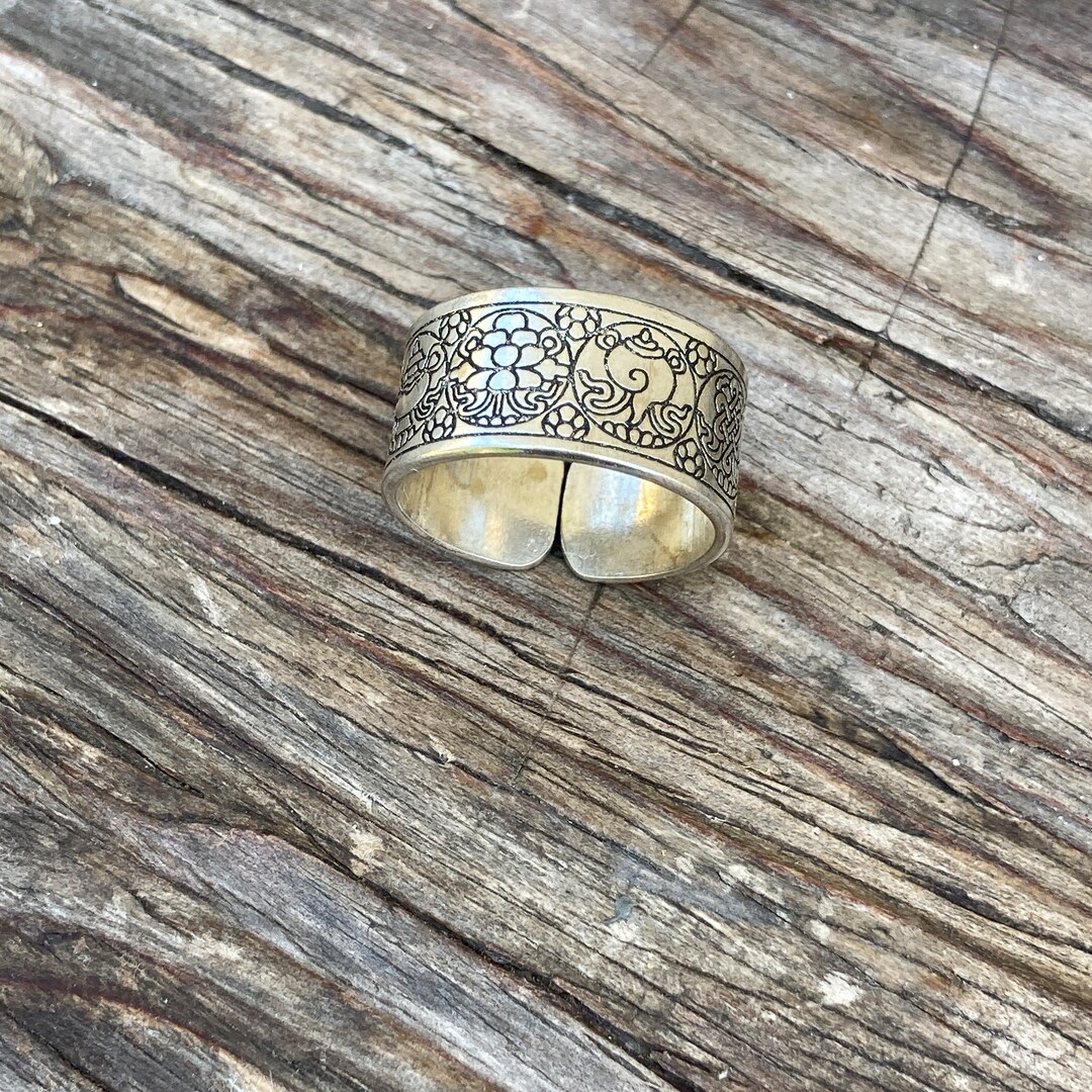 Tibetan Wide Band Ring the Eight Auspicious Symbols Jewelry - Etsy