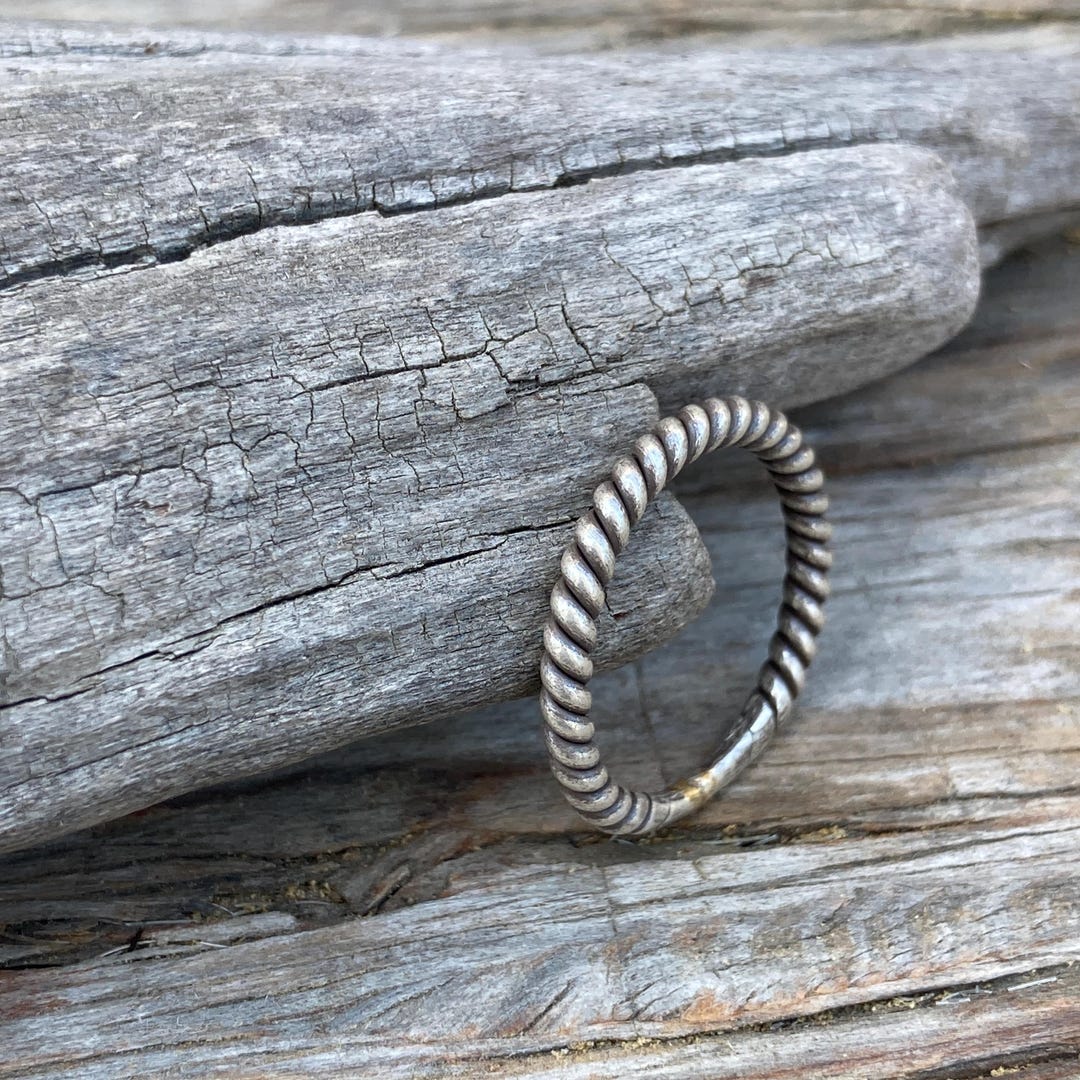 Simple Twist Wire Silver Ring Band Stackable Jewelry - Etsy