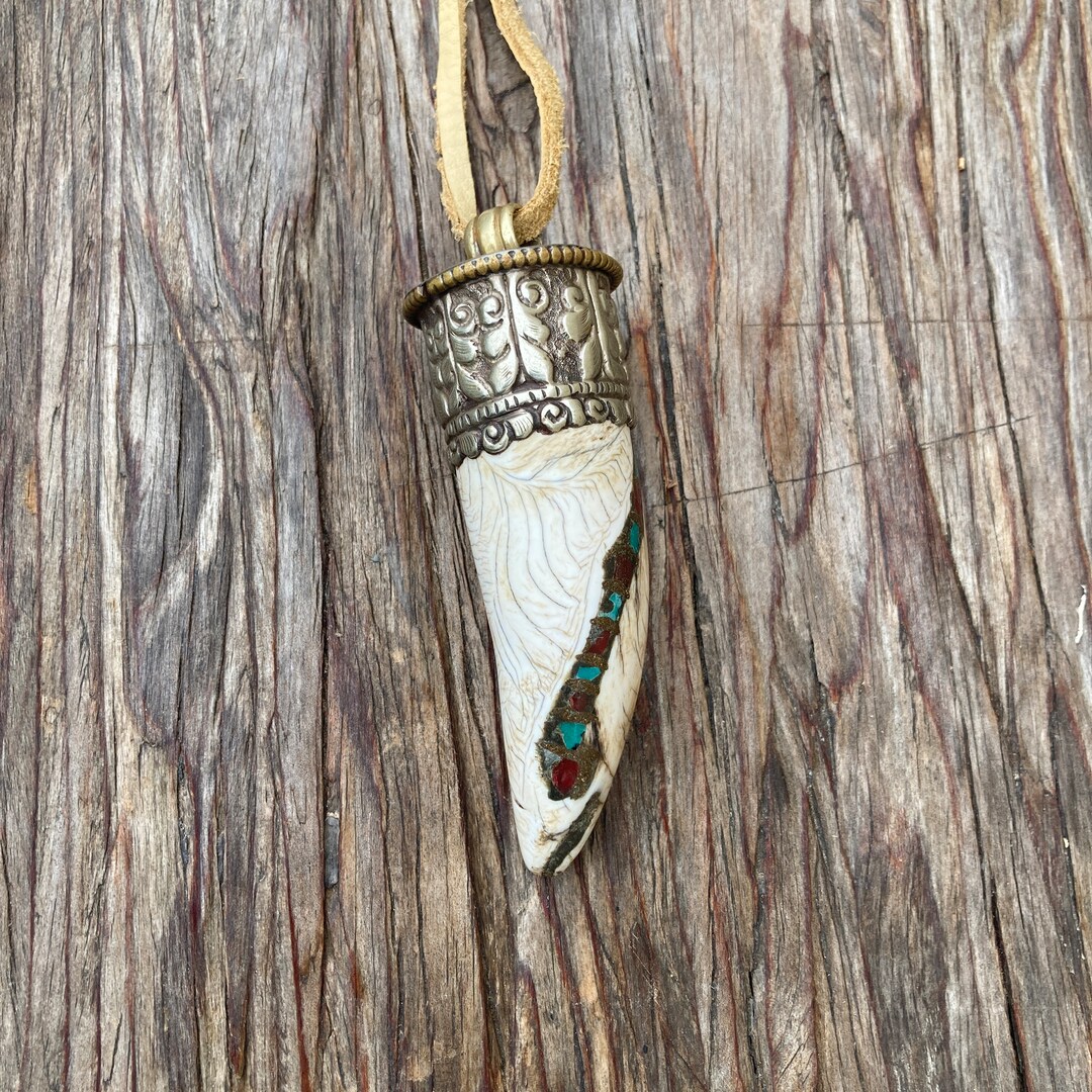 Tibetan Conch Shell Pendant Jewelry Turquoise Coral Inlay Jewelry - Etsy