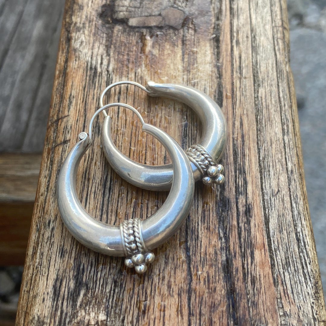 Newari Silver Hoop Earrings Jewelry Hallow Lightweight Jewelry - Etsy