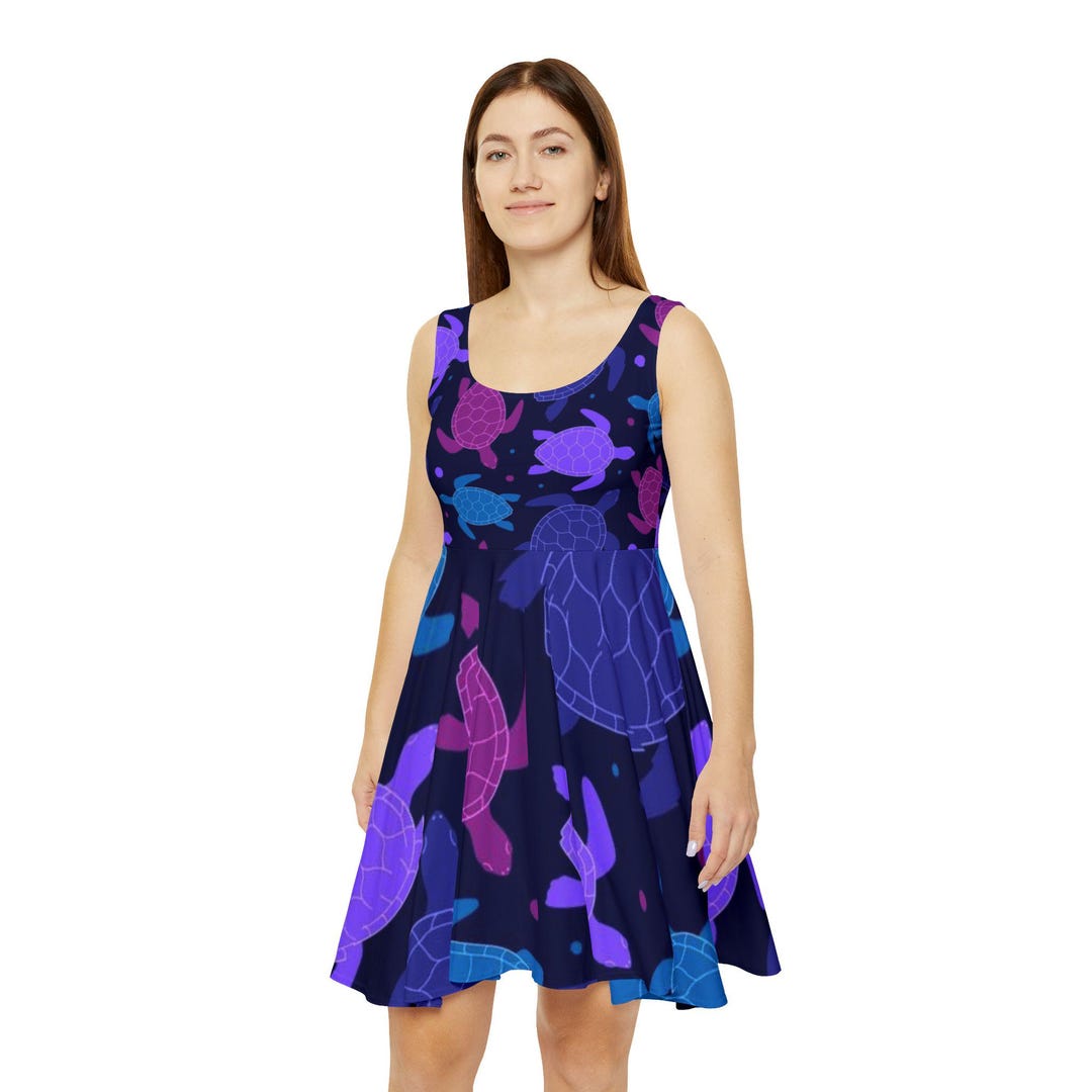 Neon Sea Turtles Skater Dress | Turtle Pattern - Etsy