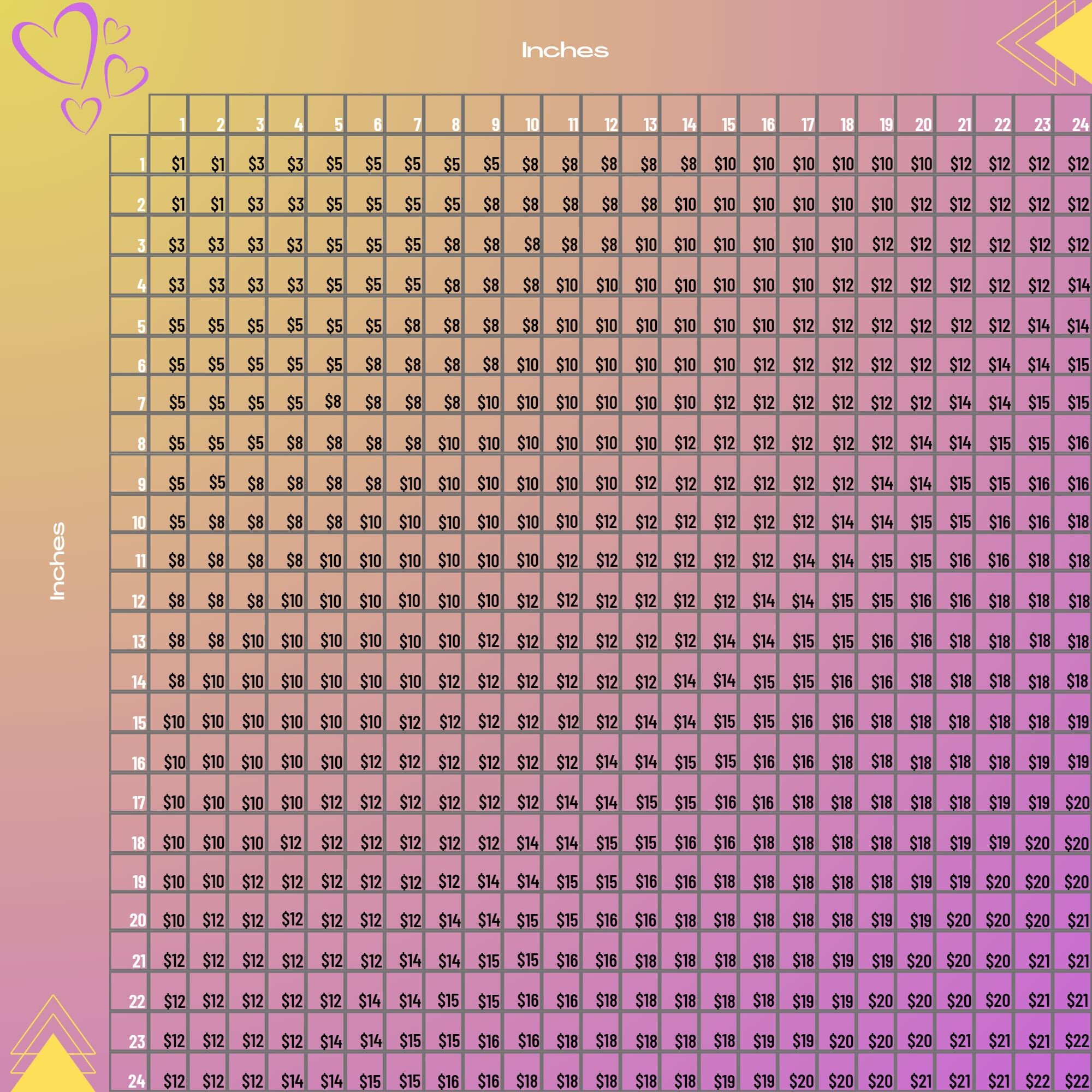 24X24 Printable Vinyl Decal Pricing Chart Etsy 24X24 Printable Vinyl Decal Pricing Chart Etsy
