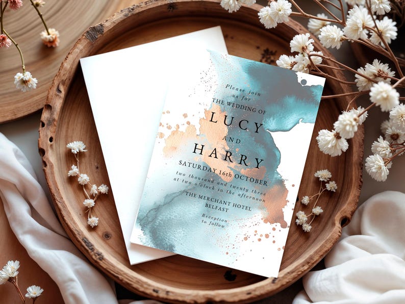 Blue Marble Wedding Bundle | Editable Wedding Stationery Set | Modern ...