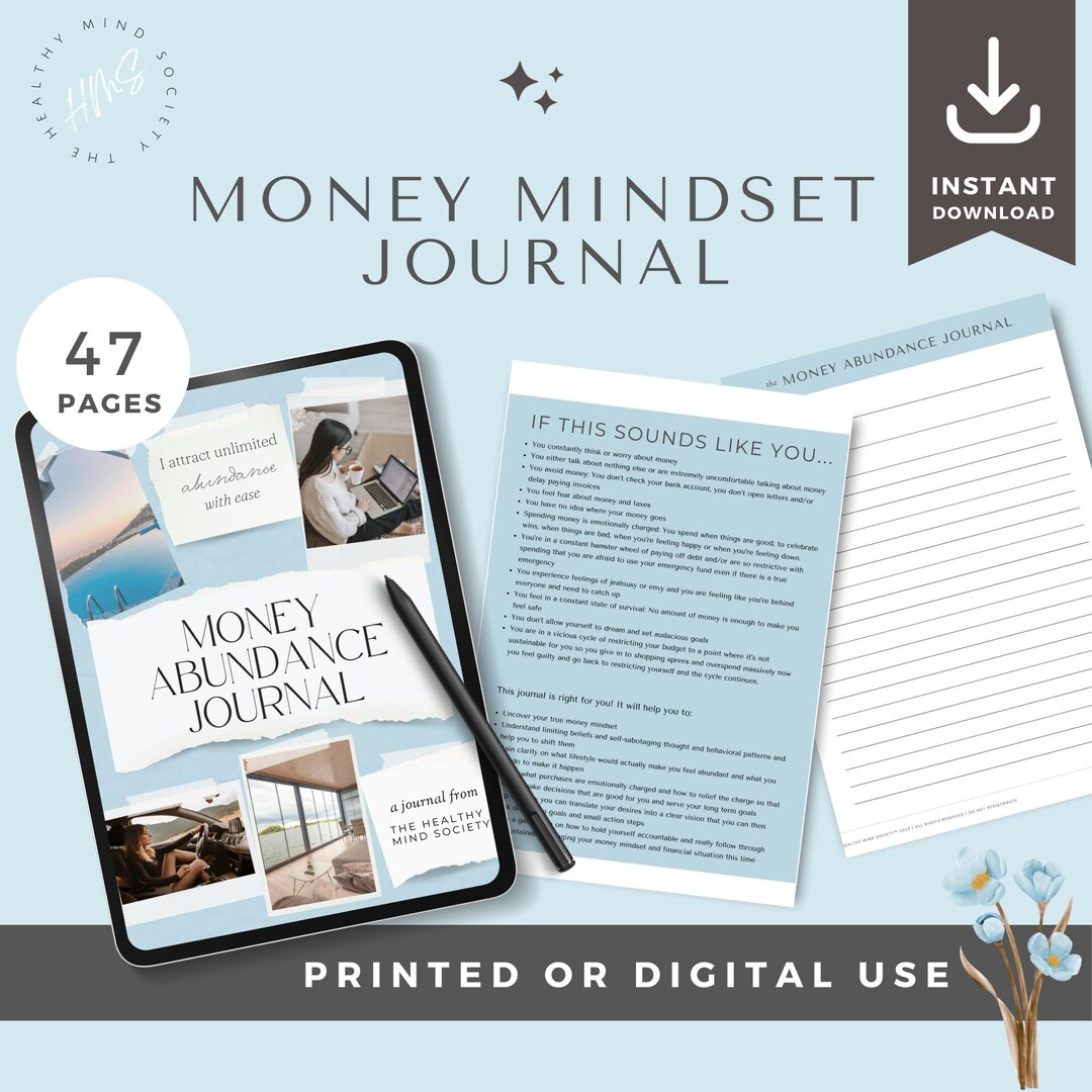 Money Mindset Journal Digital Printable Workbook, Shadow Work, Personal ...