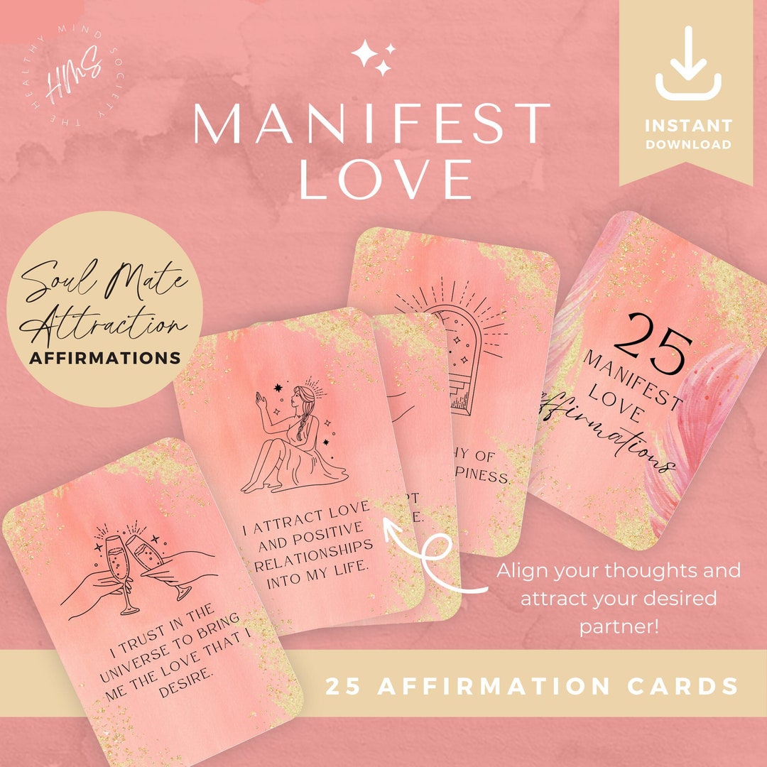 Love Affirmation Cards 25 Printable Cards, Manifest Love Affirmation ...
