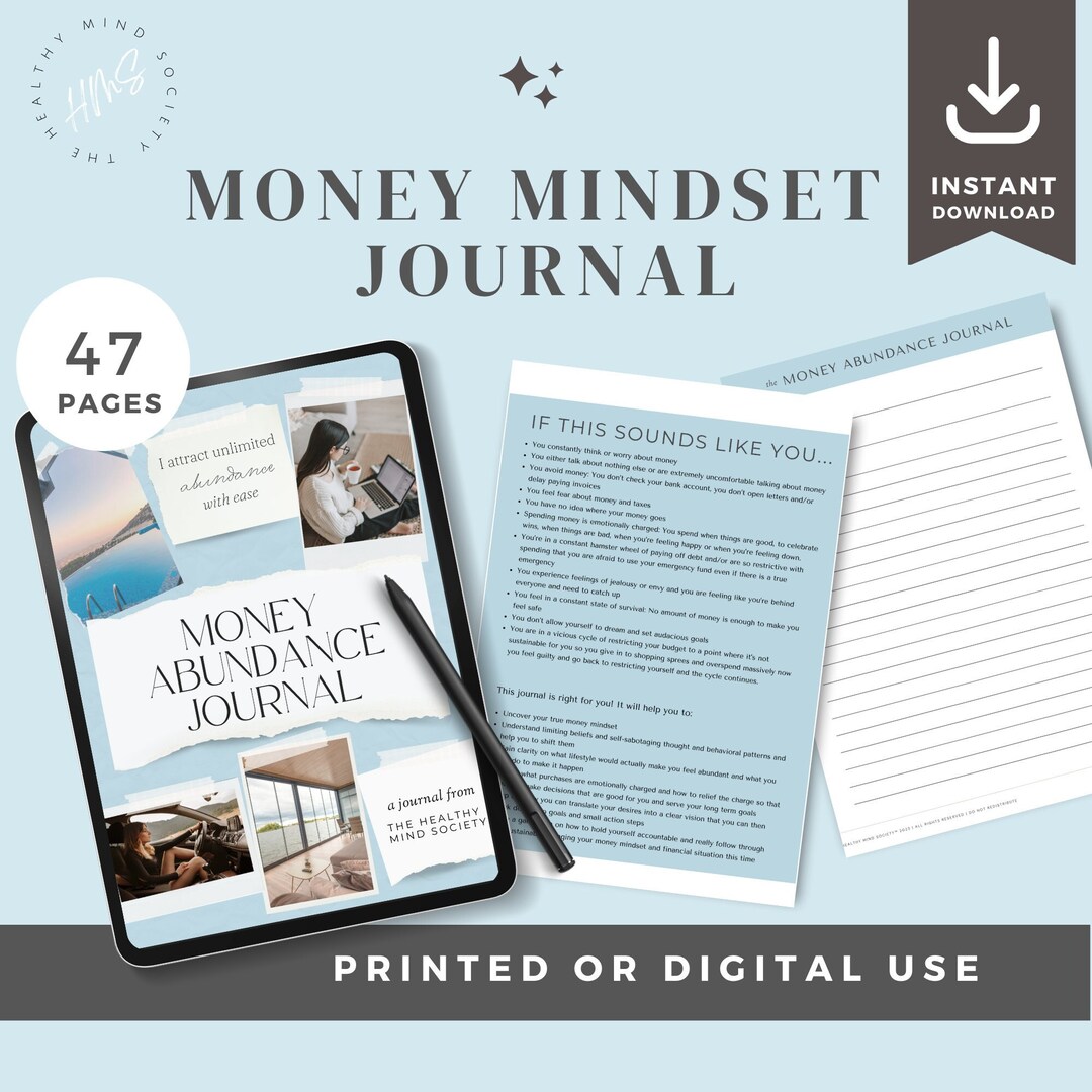 Money Mindset Journal Digital Printable Workbook Shadow - Etsy