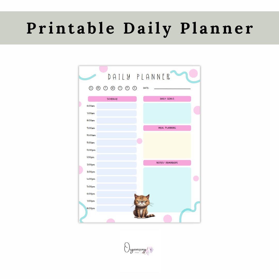 Grumpy Cat Daily Planner Printable Cute and Funny Cat Daily - Etsy