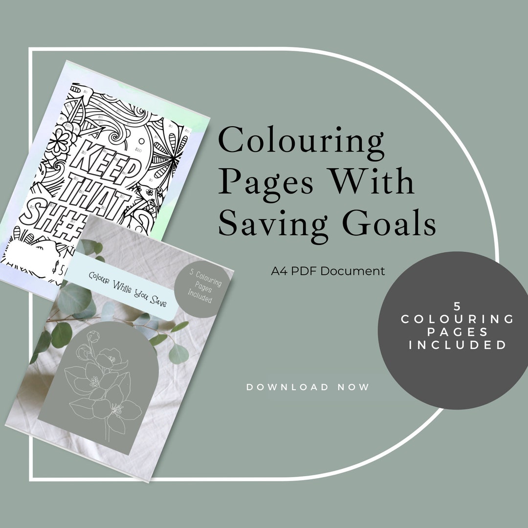 Adult Colouring Pages, Colour and Saveinstant Download Savings Tracker ...