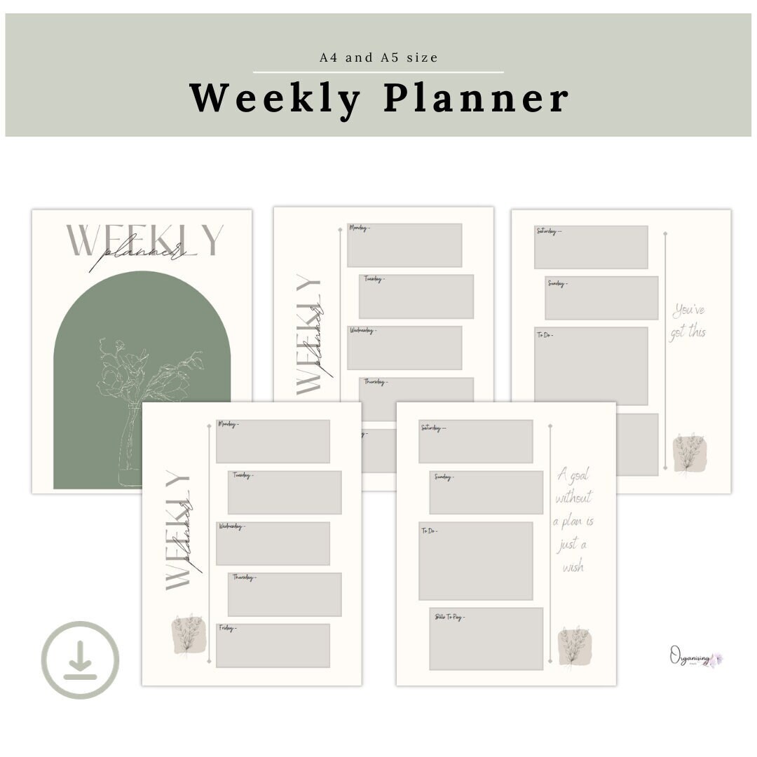 Weekly Planner Printable Planner With Quotes - Etsy