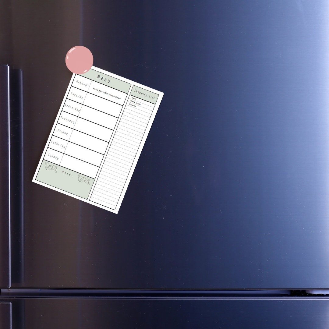 Printable Weekly Menu Planner in Green With Shopping List - Etsy Australia