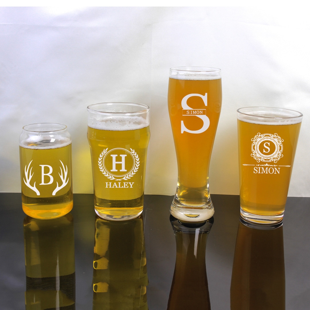 Personalized Beer Glasses Custom Name or Initial Monogram Pint Glass ...