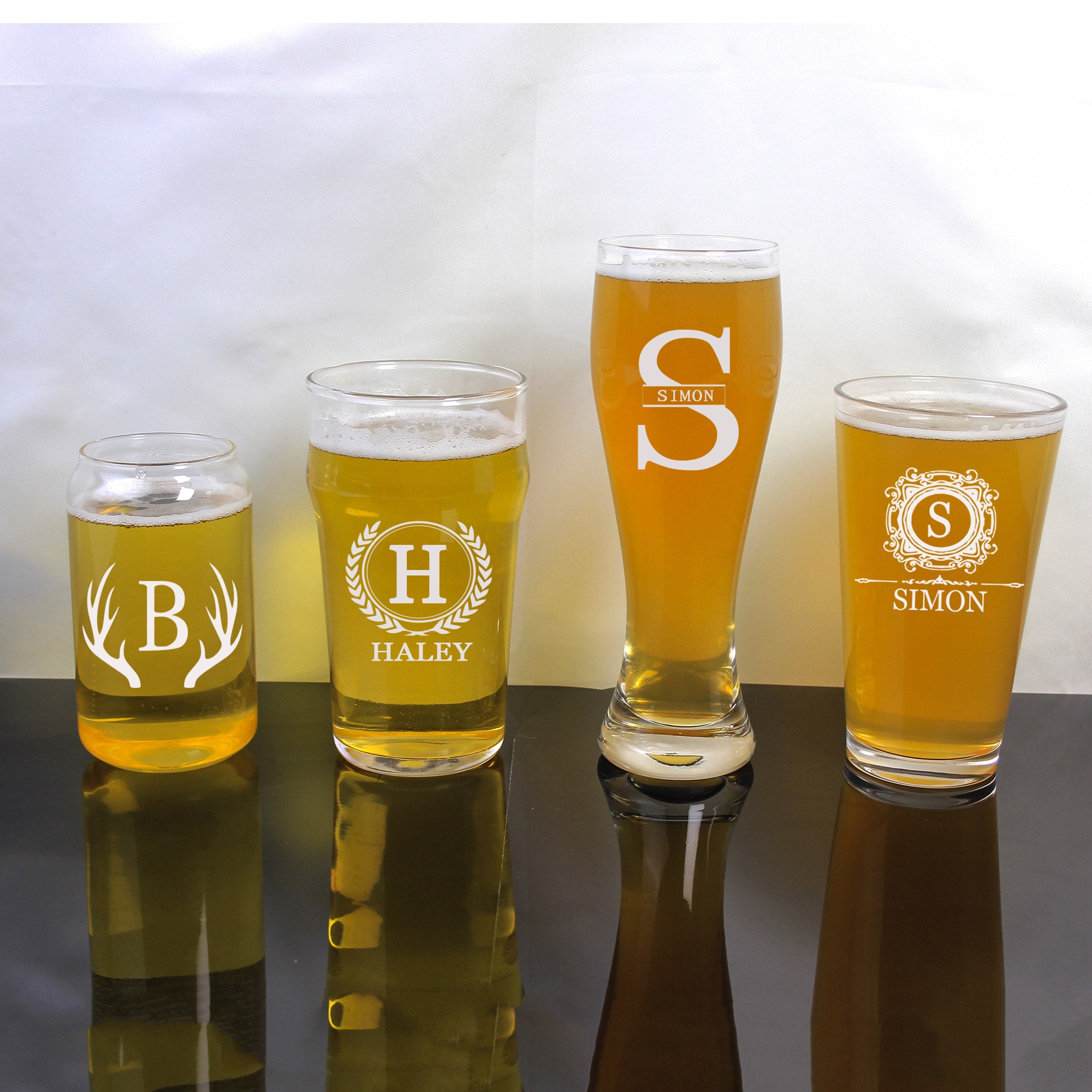 Personalized Beer Glasses Custom Name or Initial Monogram Pint Glass ...