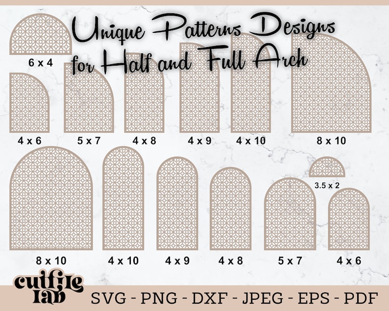 Arch Template SVG, Half and Full Arch Wedding Invitation, Rippled Arch ...