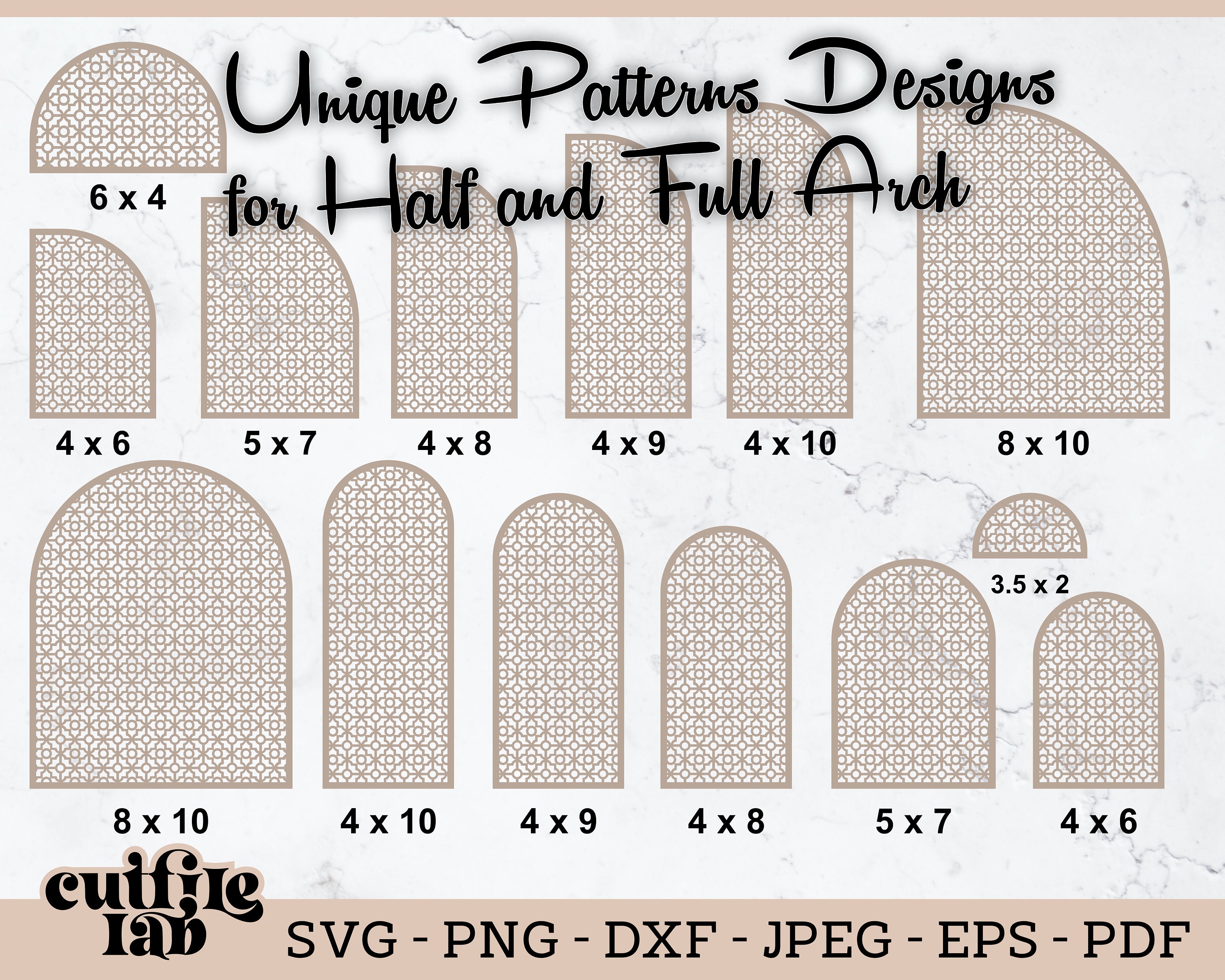 Arch Template SVG, Half and Full Arch Wedding Invitation, Rippled Arch ...