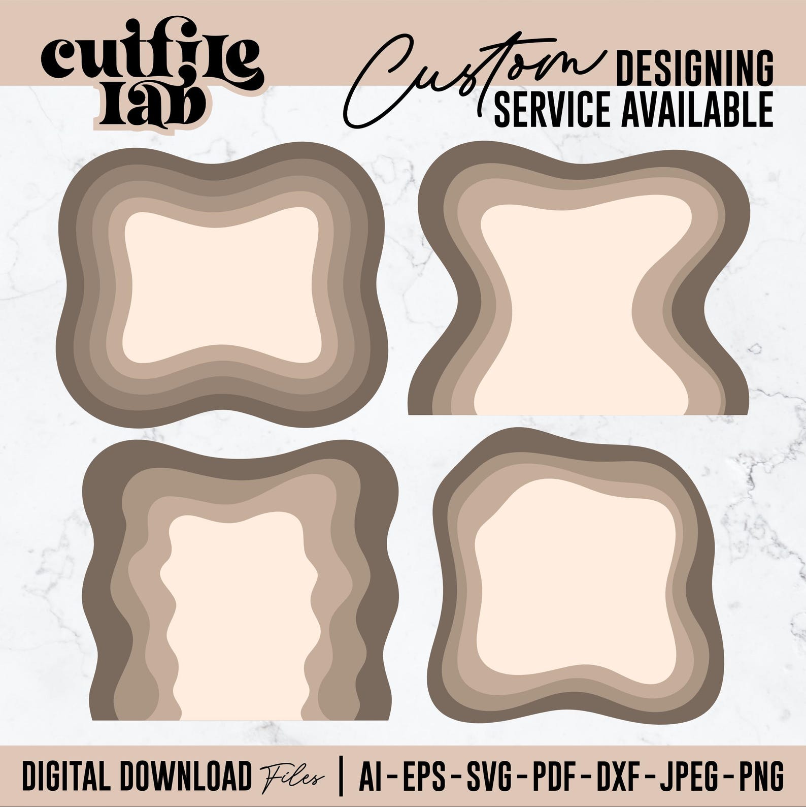 Scalloped Edge Wave Frame SVG Bundle, Wedding Card Salon Sign (digital ...