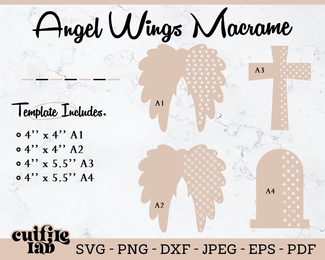 Angel Wings Macrame, Guardian Angel SVG, Laser Cricut, Vector File, Svg ...
