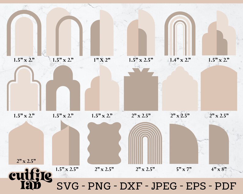 Unique Arch Template Bundle Svg Designs 18 Half and Rounded - Etsy