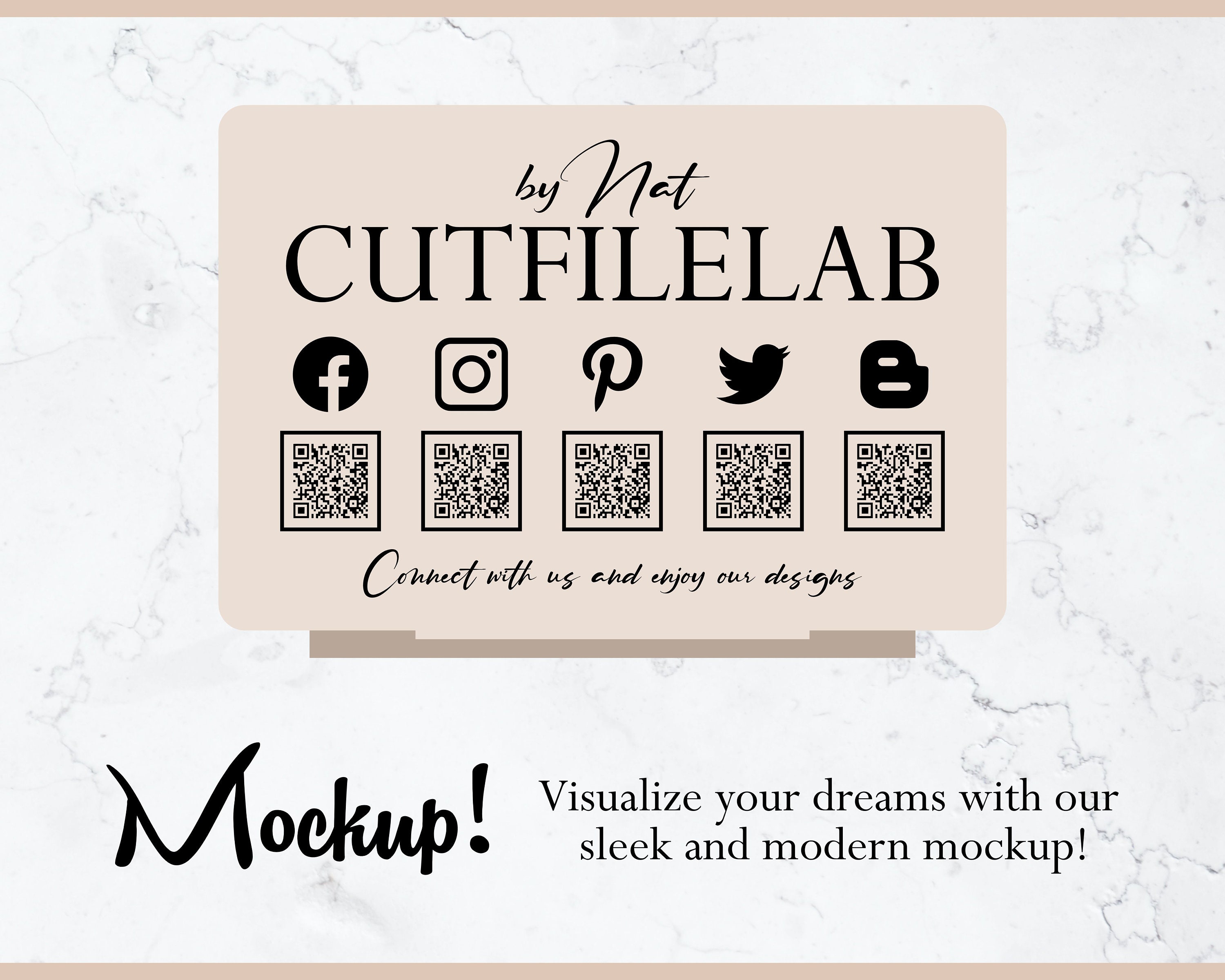 Rectangular Multi QR Code Business | Sign Template SVG | Social Media ...