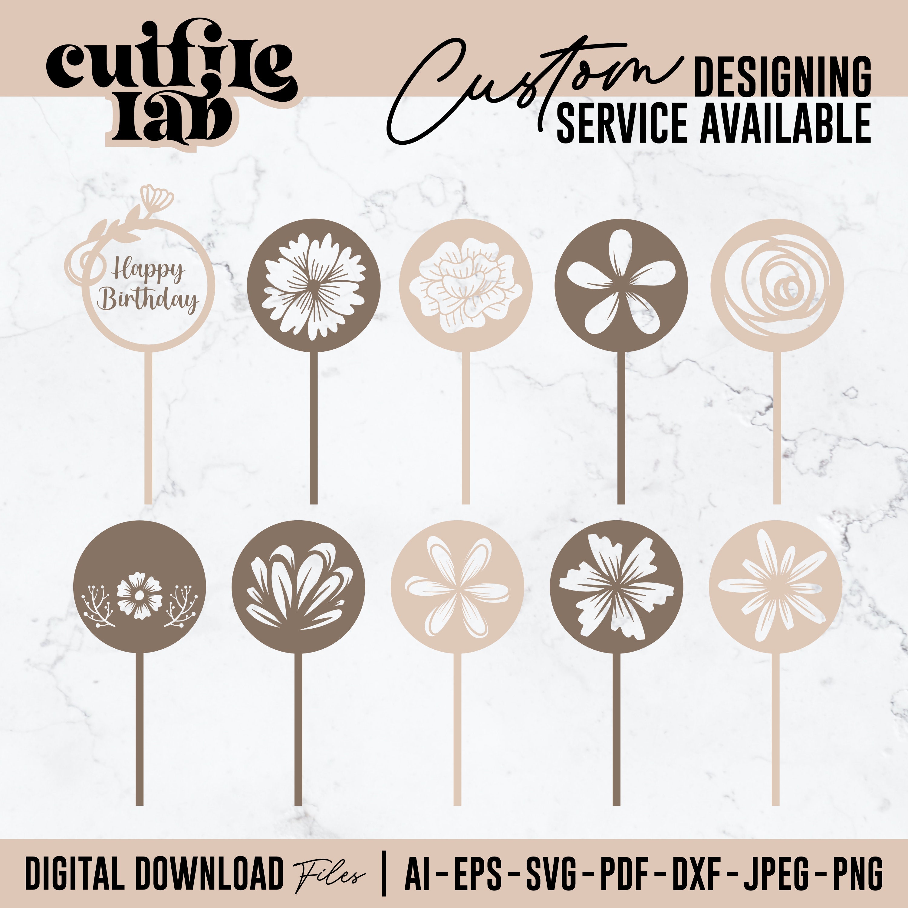 Cake Topper Svg, Cake Topper Laser SVG File, Customizable Cake Topper ...