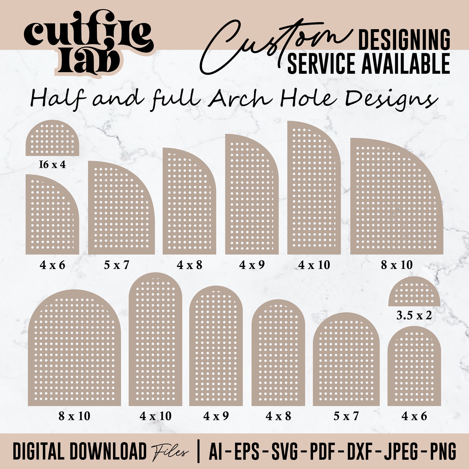 Half and Full Arch Templates SVG, Arch Wedding Invitation, Arch Shape ...