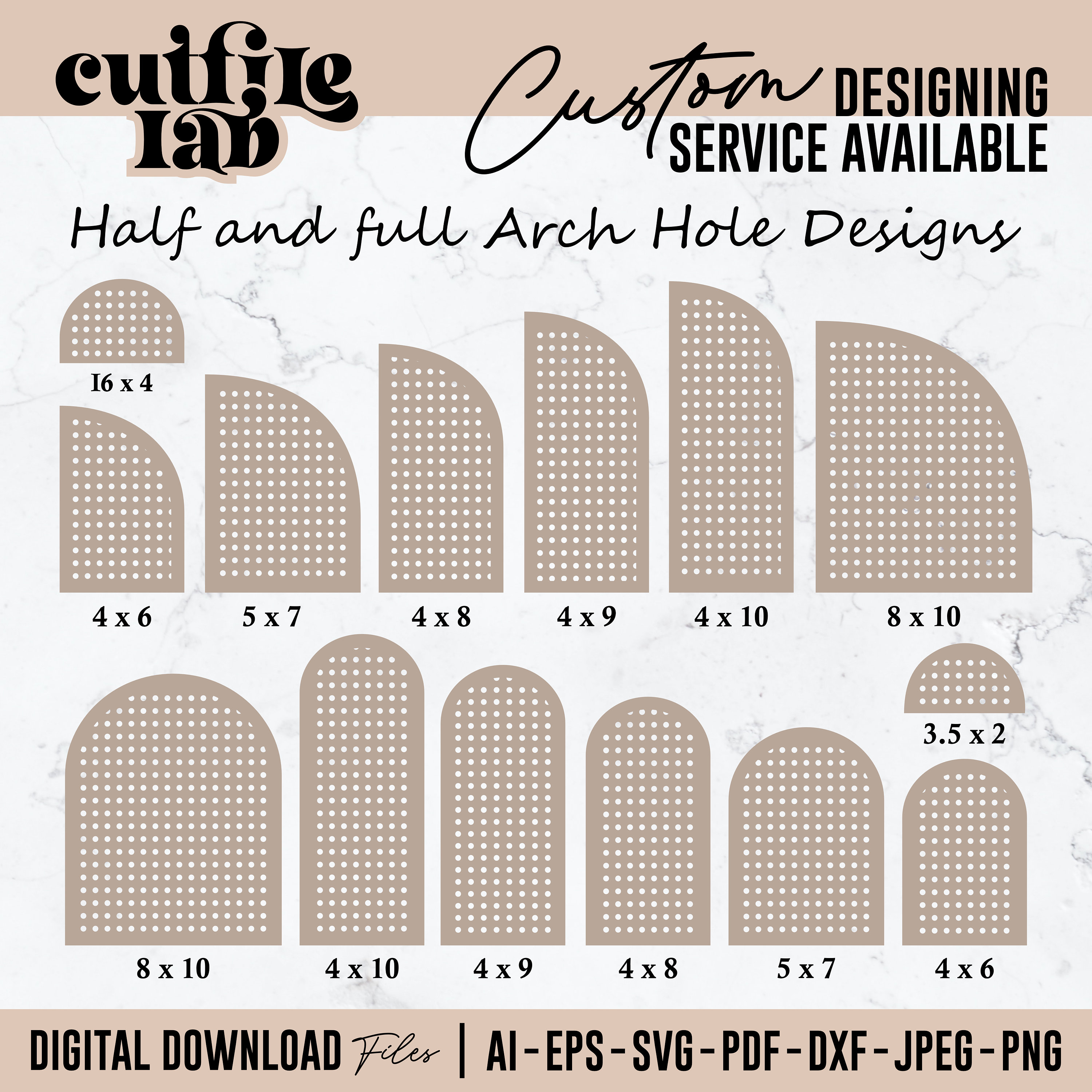 Half and Full Arch Templates SVG, Arch Wedding Invitation, Arch Shape ...