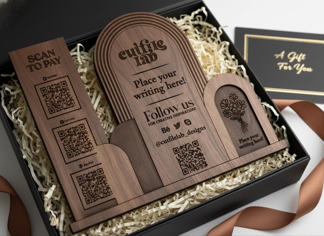Boho Payment Sign SVG | Scan to Pay Stand, Laser Cut DXF (digital ...