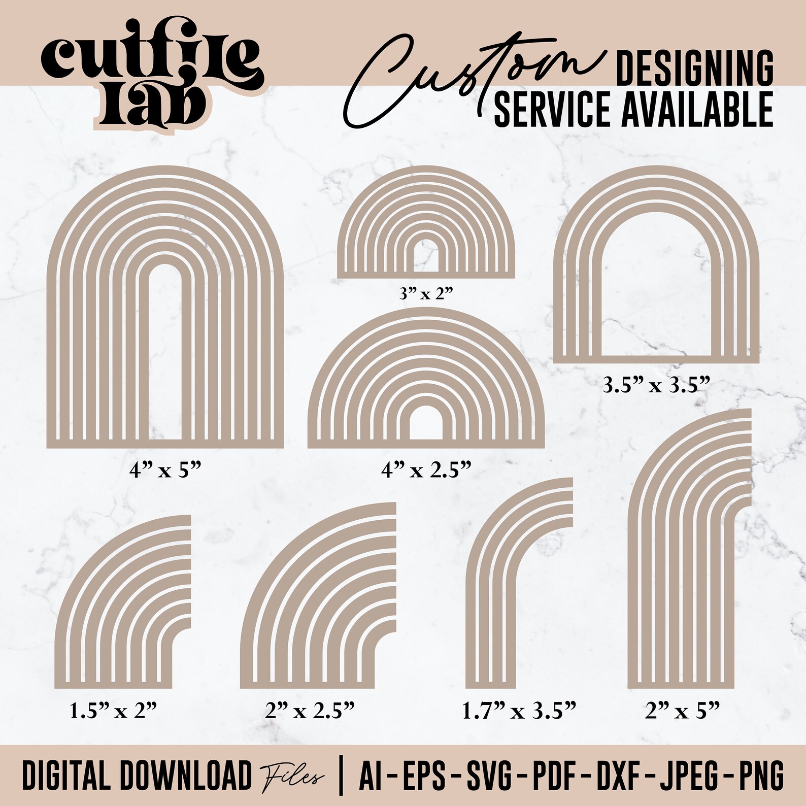 Rippled Arch SVG Templates, Wedding Invitation Shapes (digital Download ...