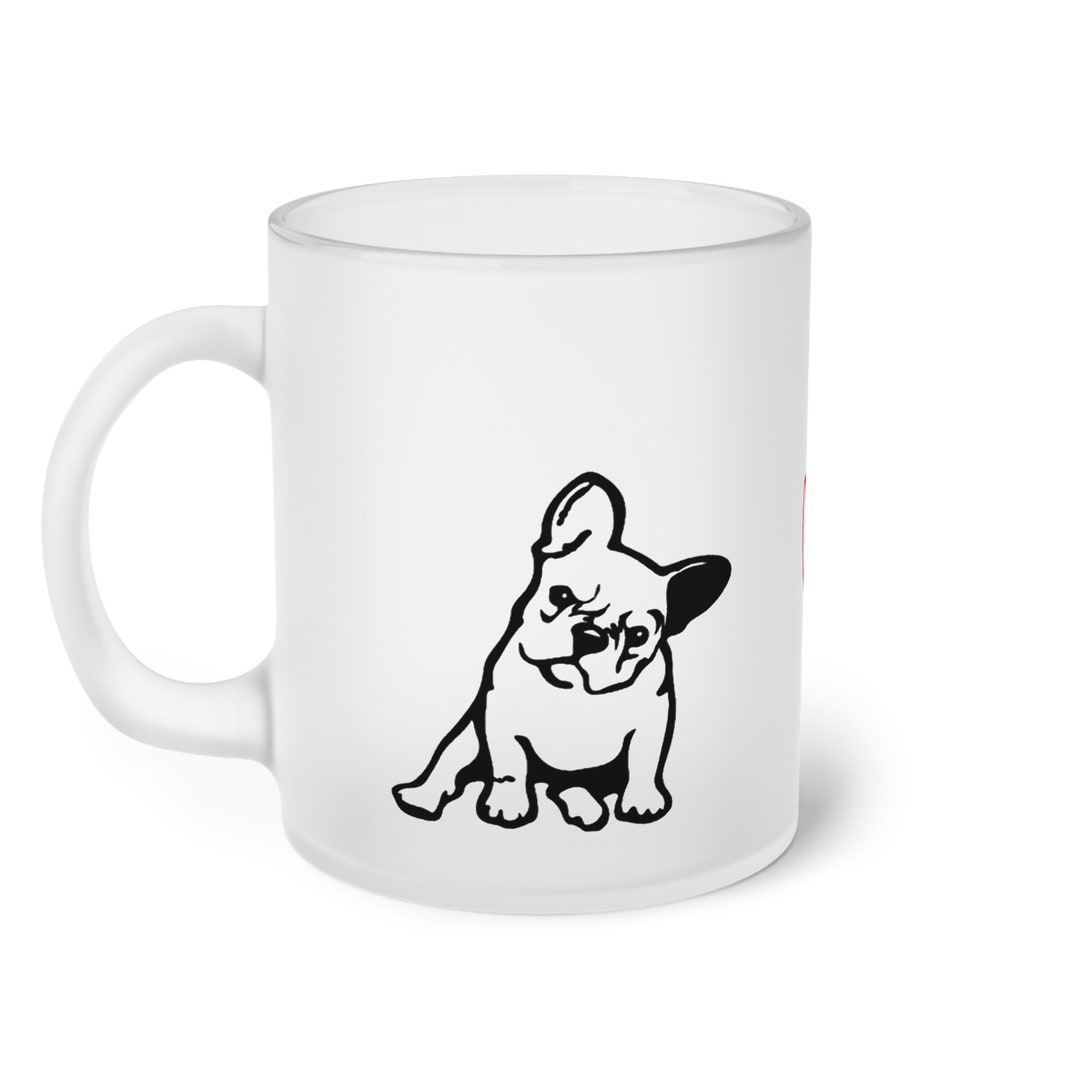 Frenchie and Black Cat Frosted Glass Mug - Etsy