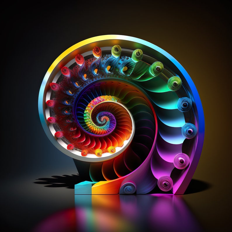 Fibonacci - Canvas - Digital Print - High Quality - Spiral - 3D Render - Photorealistic - Etsy